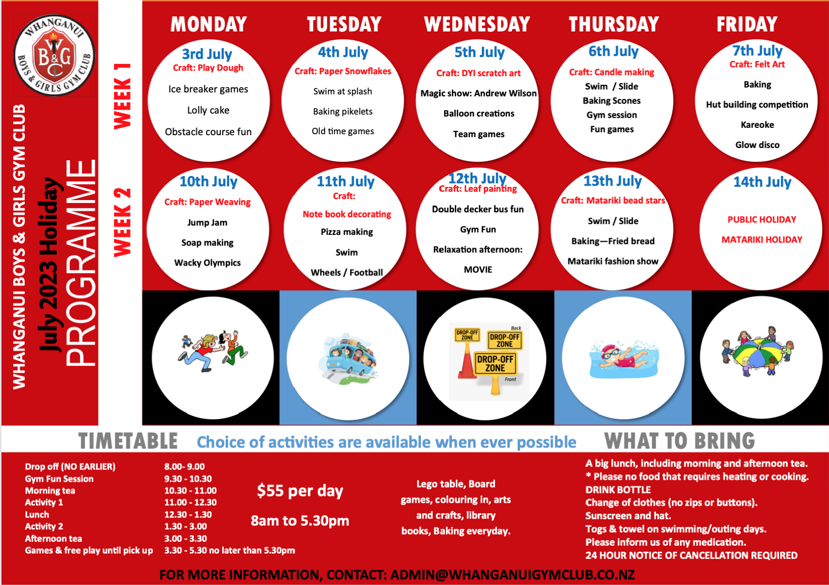 Holiday Programmes - Whanganui Boys and Girls Gym Club